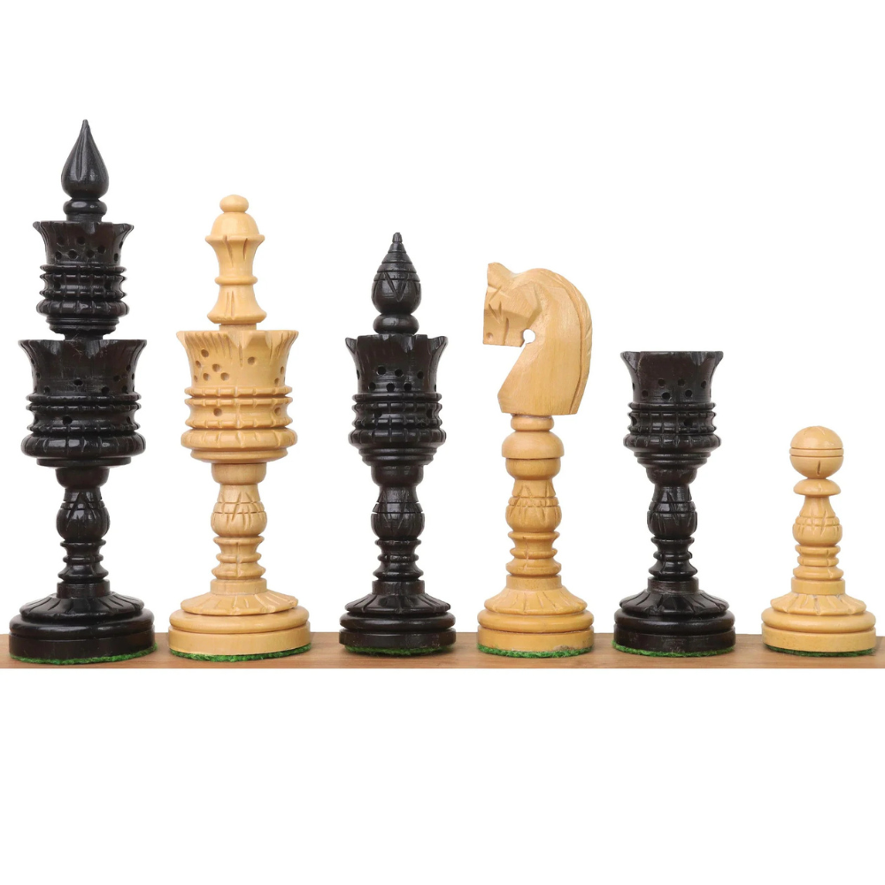 4.7" Hand Carved Lotus Series Chess Set - Chess Pieces Only in Weighte ...