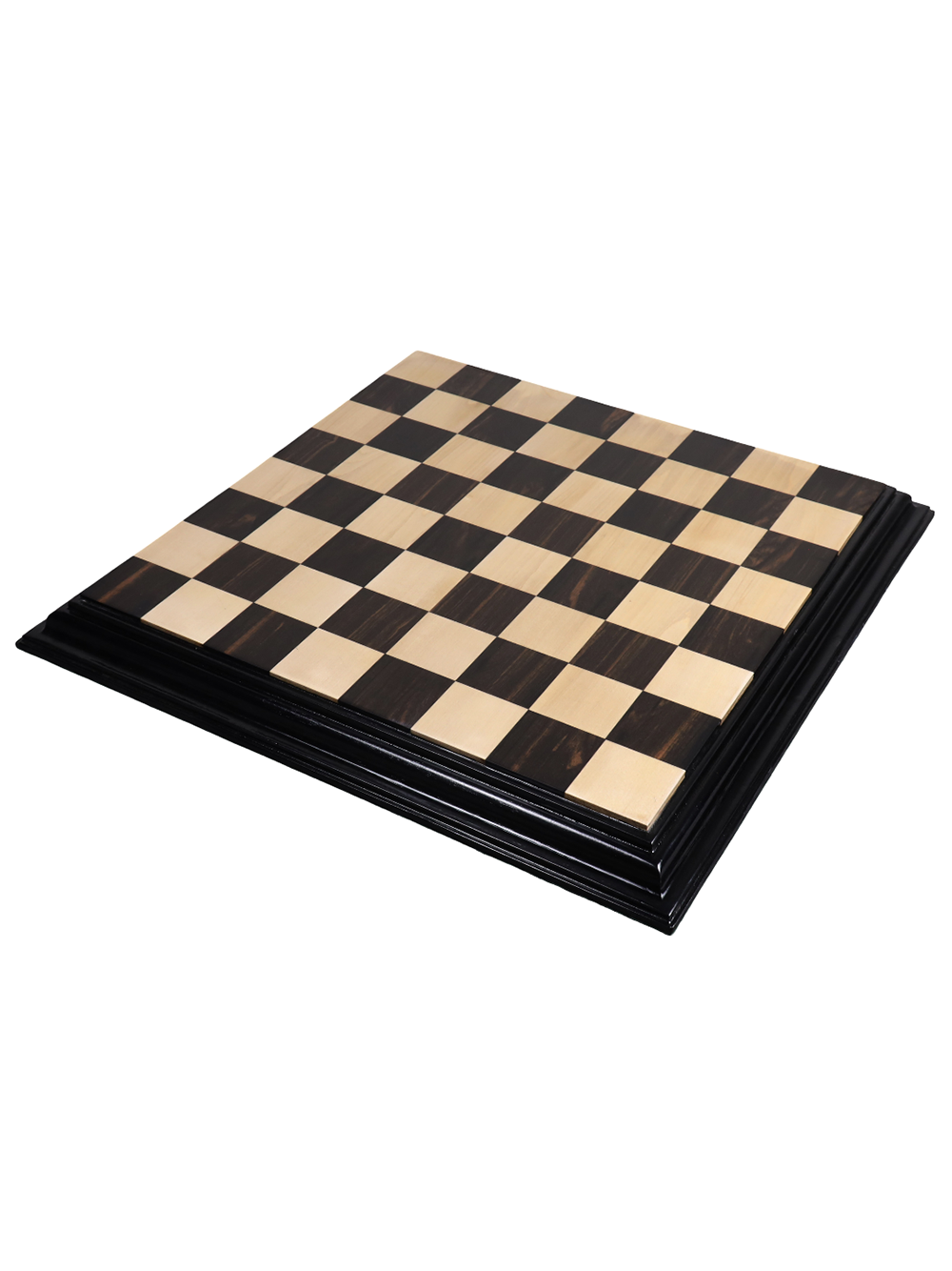 Luxury Ebony & Maple Chess Board - 21”, Carved Border | World Chess Shop